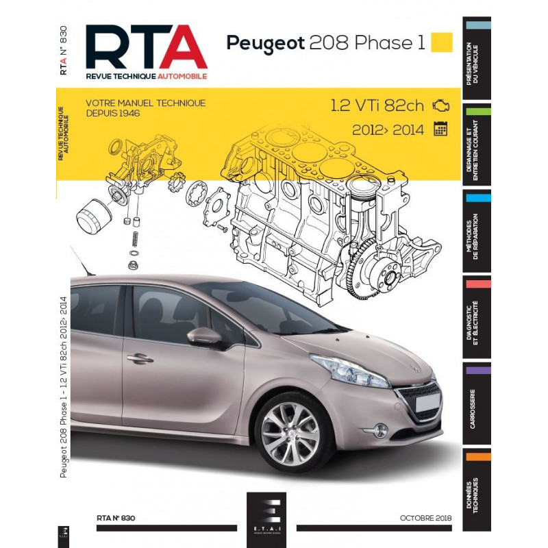 PACK-RTA-PAPIER-PDF PEUGEOT 208 I phase 1 Hayon 5 portes (2012 > 2015)