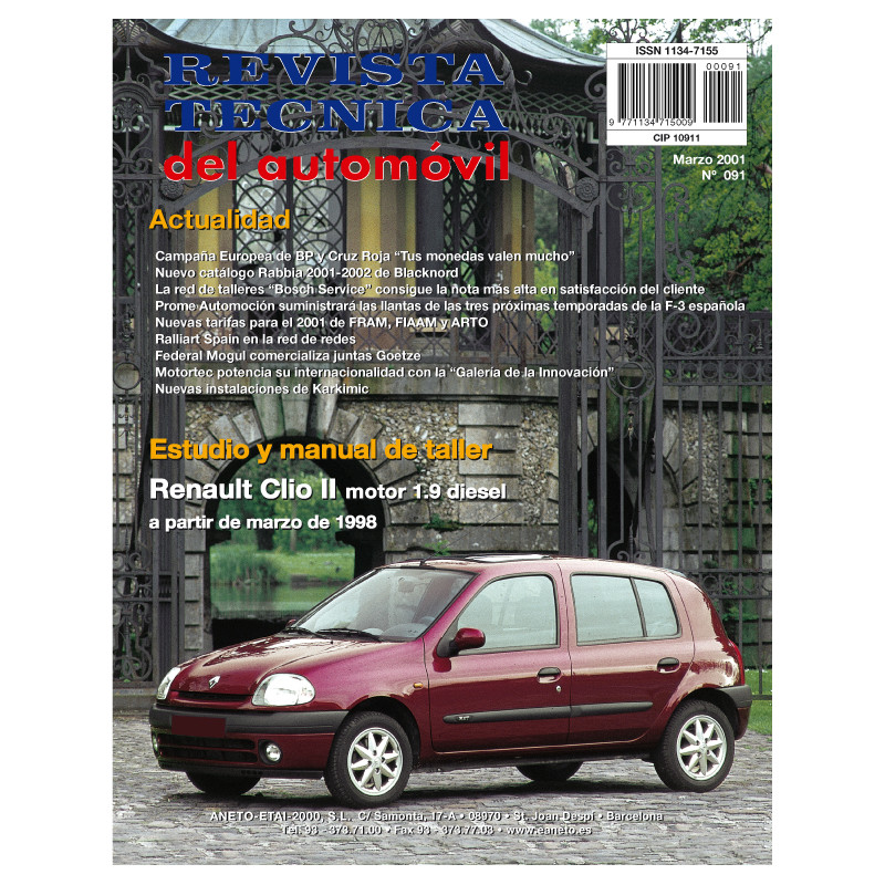 Documentación técnica RTA 91 RENAULT CLIO II FASE 1 (1998 -2001) - Diesel