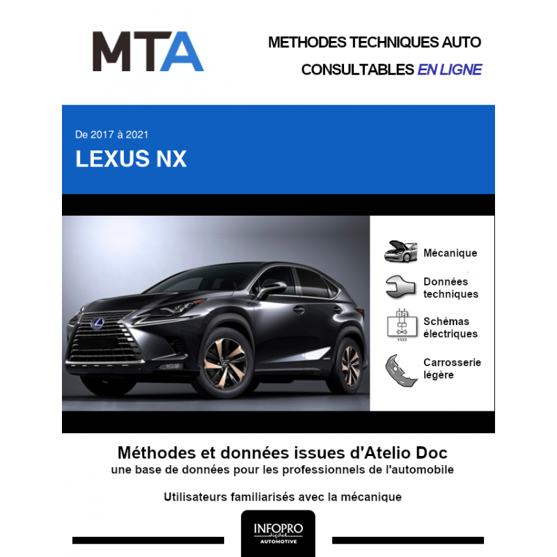 MTA LEXUS NX (Nx300h) phase 2 Break 5 portes (2017 > 2021)