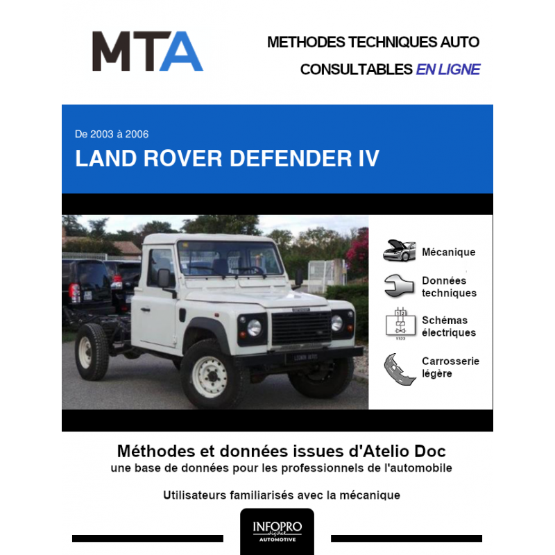 MTA LAND ROVER DEFENDER IV phase 1 Chassis cabine 2 portes (2003 > 2006)