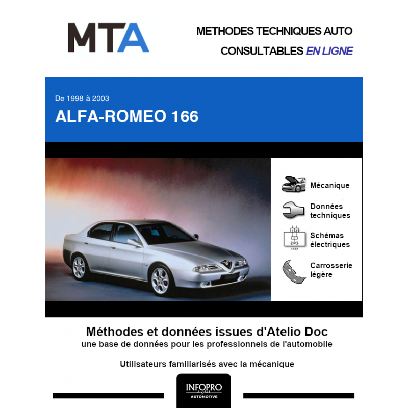 MTA ALFA-ROMEO 166 phase 1 Berline 4 portes (1998 > 2003)