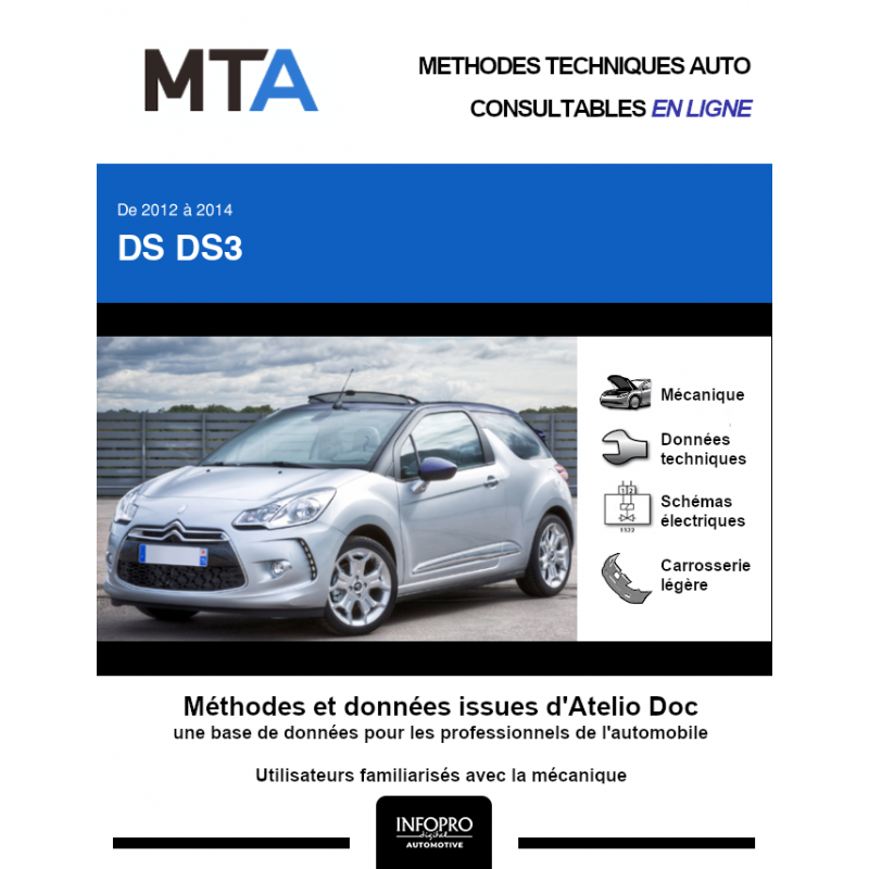 MTA DS DS3 phase 1 Cabriolet 2 portes (2012 > 2014)