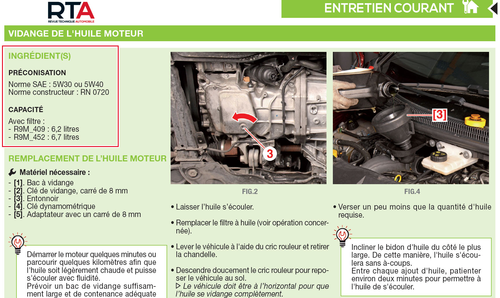 Tuto - Niveau d'huile moteur